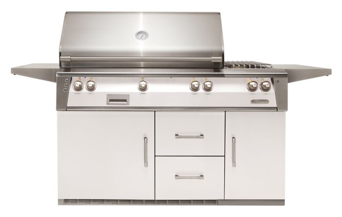 Alfresco ALXE 56-inch Freestanding Deluxe Gas Grill w/ Side Burner, Sear Zone & Rotisserie on ...