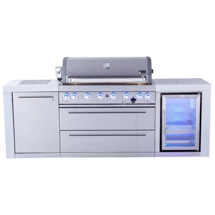 Mont Alpi 805 Deluxe Propane Gas Island Grill W/ Refrigerator Cabinet ...
