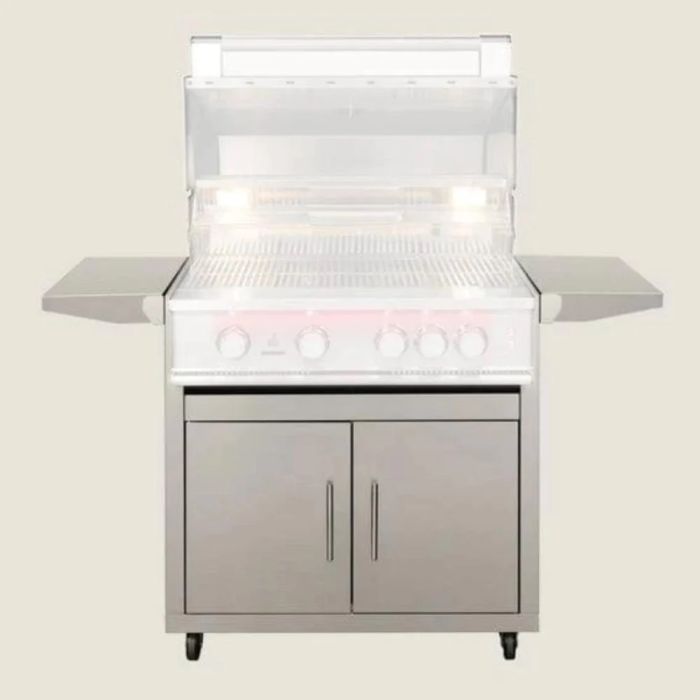 TrueFlame 32-Inch Delux Grill Cart in Stainless Steel, Fold-Down Side ...