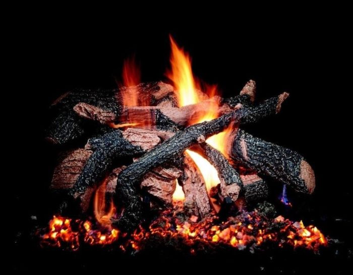 Golden Blount 24-Inch Texas Hickory Logs w/ Burner Assembly - Natural ...